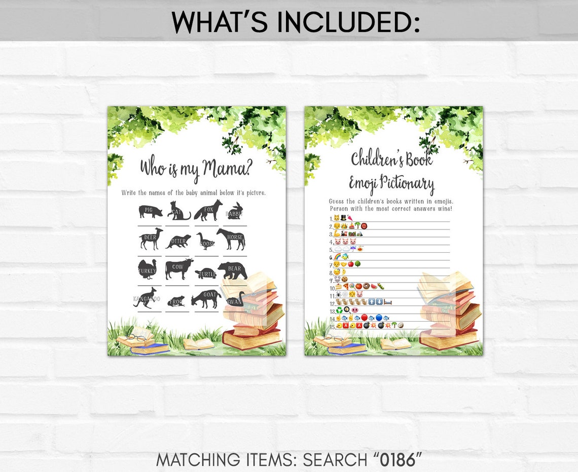 Storybook Baby Shower Game Bundle Chapter Book Baby Shower - Etsy