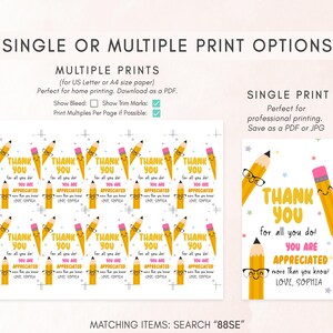 Editable Teacher Gift Tag, Pencil Teacher Appreciation Gift Tags ...