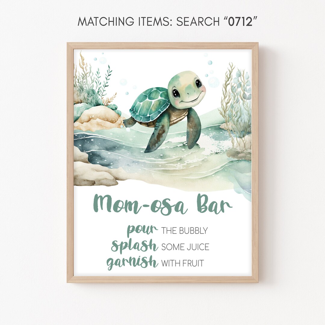 Mom Osa Bar Sign Sea Turtle Baby Shower, Under the Sea Baby Shower ...