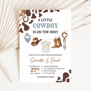 Editable Cowboy Baby Shower Invitation Bundle, Wild West Rodeo Baby ...