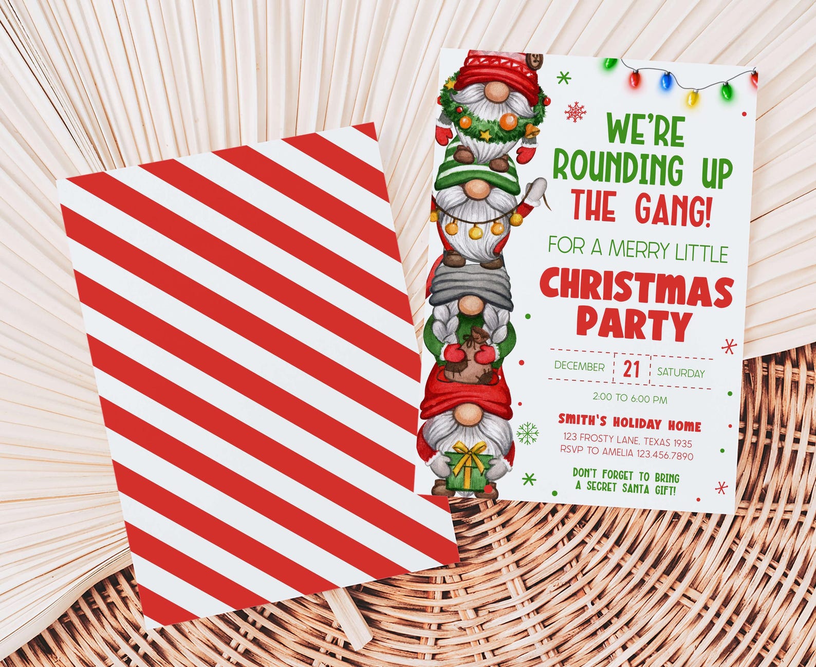 Editable Christmas Party Invitation, We're Rounding up the Gang Holiday ...