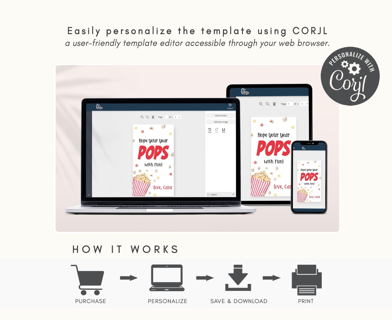 Editable Popcorn Gift Tag, Hope Your Year Pops With Fun Favor Tag, Just ...