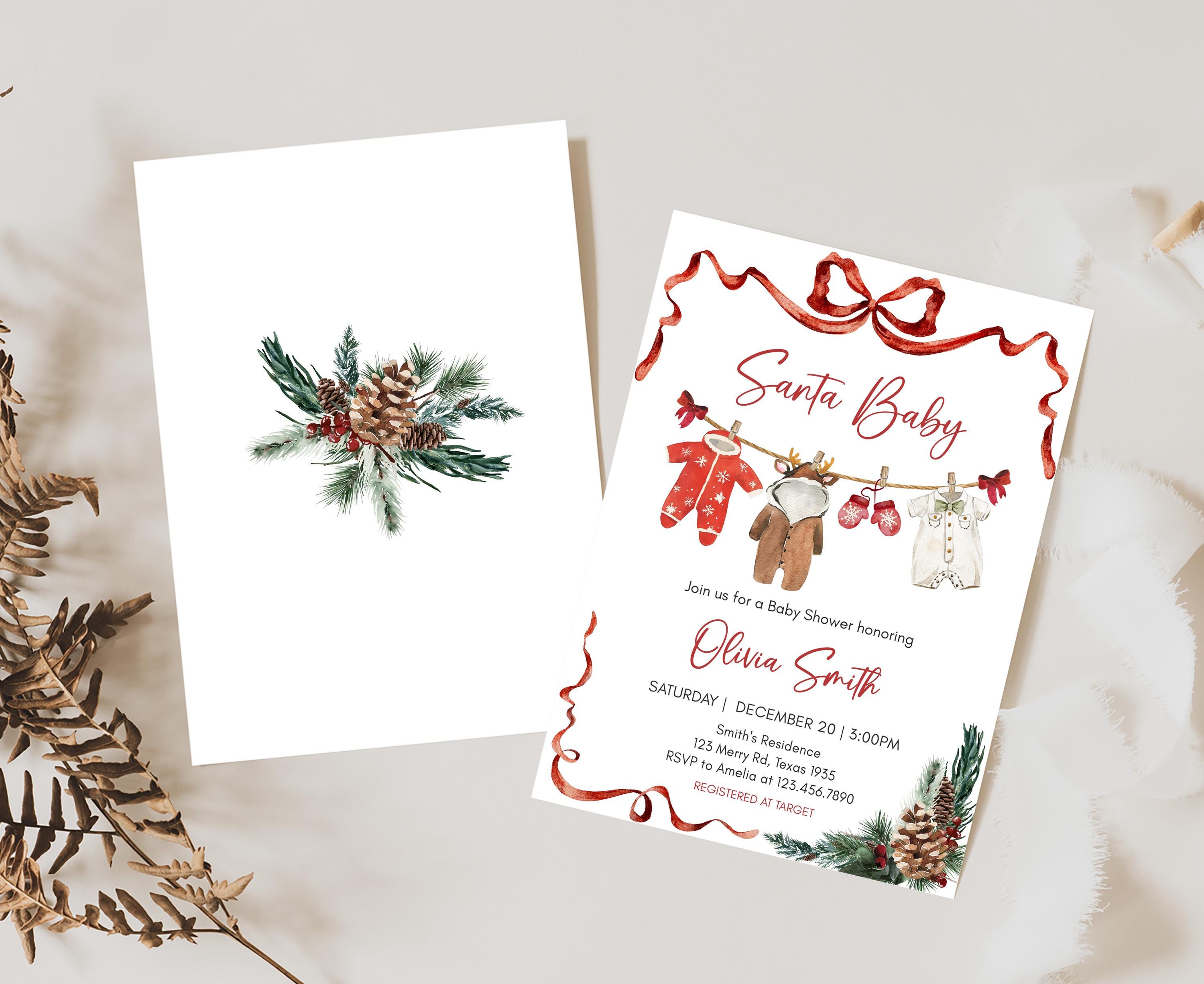 Editable Santa Baby Shower Invitation Bundle, Christmas Baby ...
