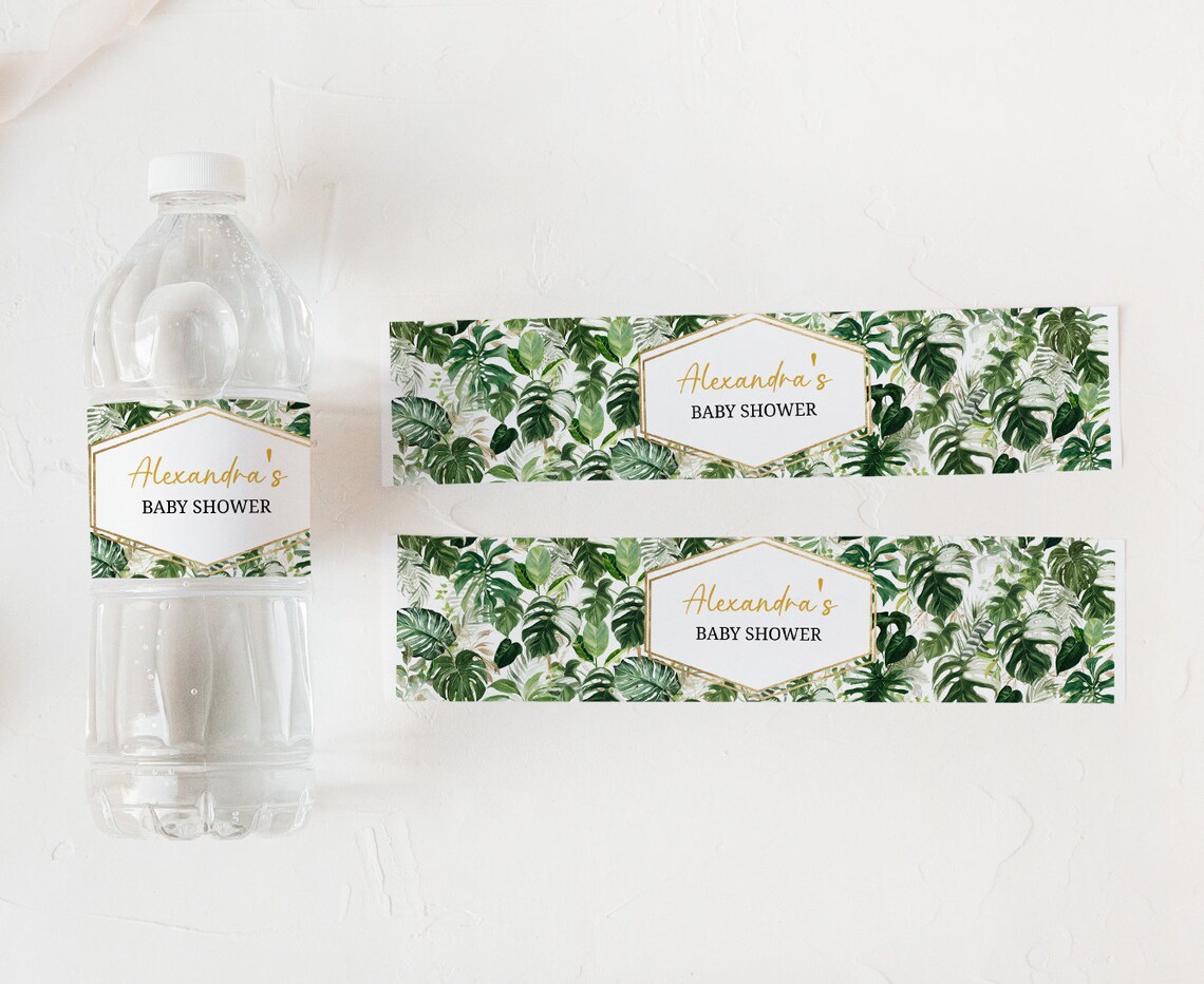 Editable Tropical Baby Shower Bottle Labels Tropical Water Bottle Label ...