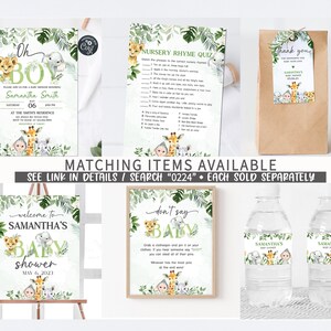 Editable Safari Baby Shower Bottle Label, Jungle Baby Shower Bottle ...