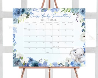 Elephant Baby Shower Calendar - Etsy