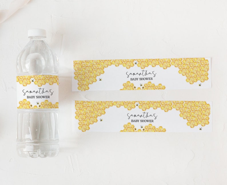 Editable Honey Bee Baby Shower Water Bottle Labels Bumble Bee - Etsy
