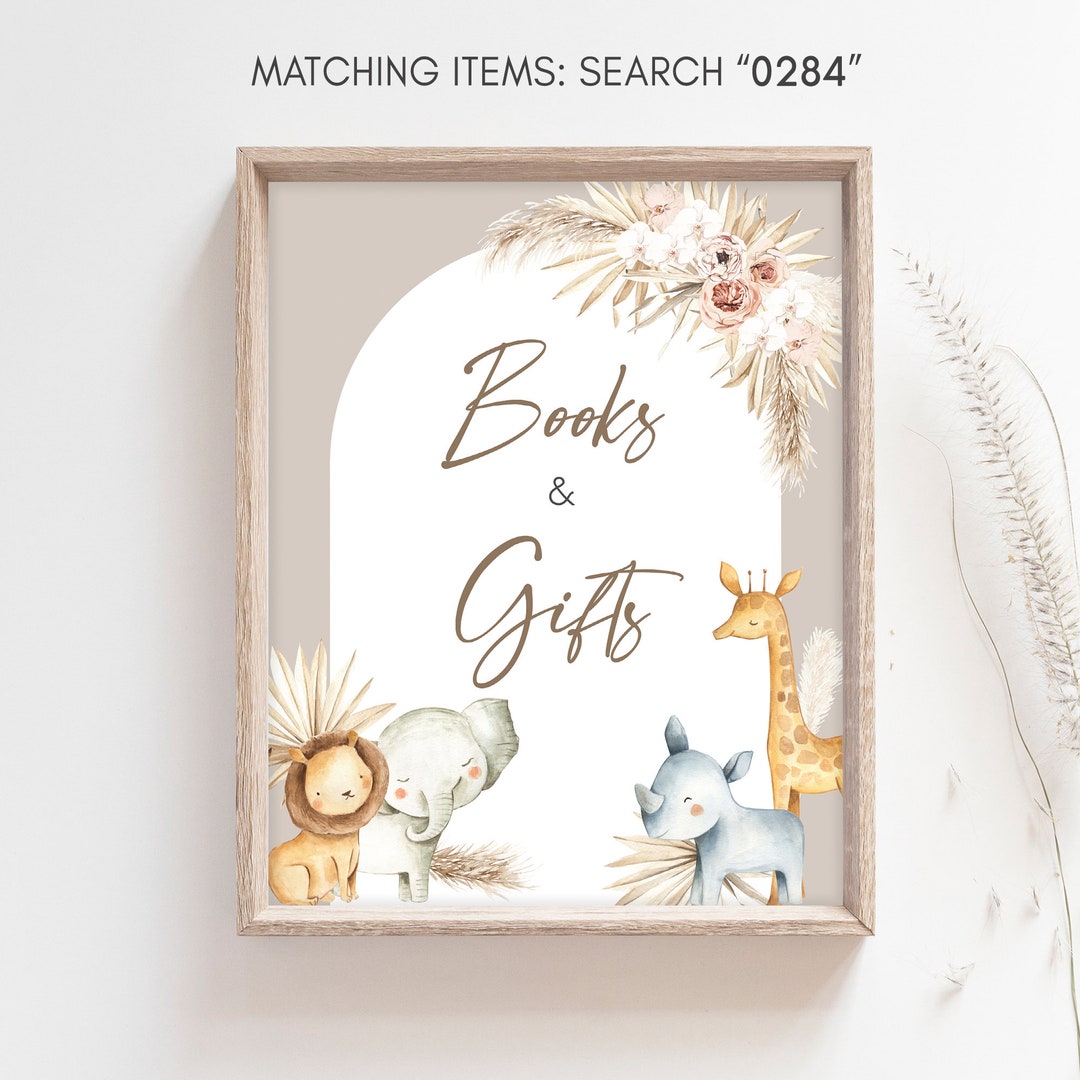 Boho Safari Baby Shower Books and Gifts Sign Boho Jungle Baby Shower ...