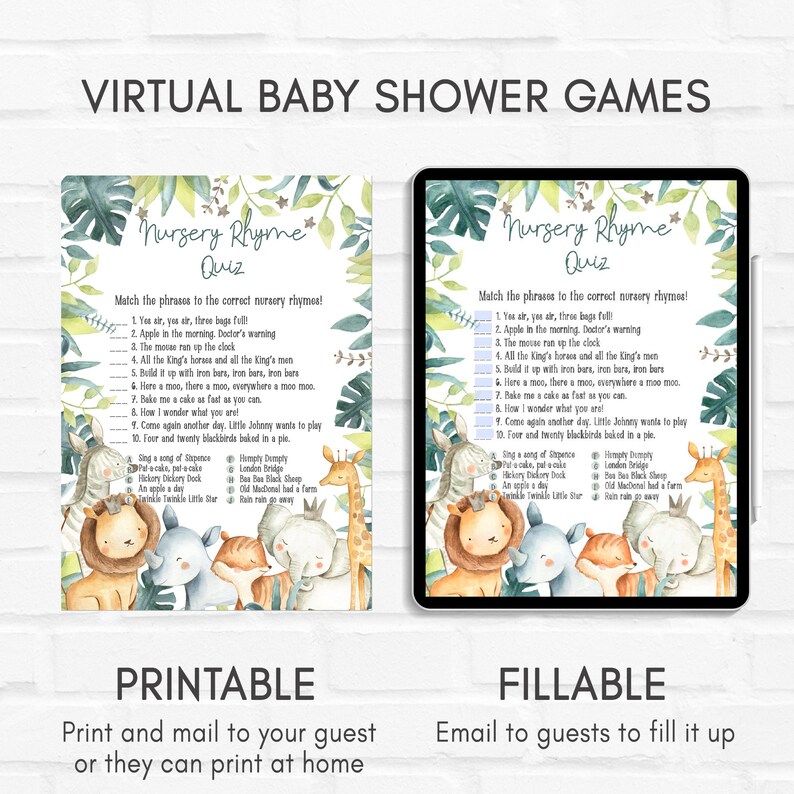 Virtual Baby Shower Games Safari Virtual Baby Shower Games - Etsy
