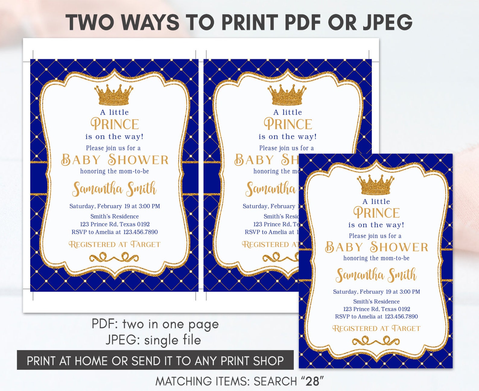 Editable Royal Baby Shower Invitation Little Prince Baby Shower ...