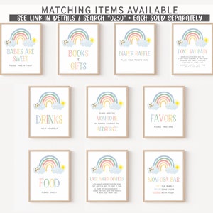 Envelope Station Sign Pastel Rainbow Baby Shower, Little Ray of ...
