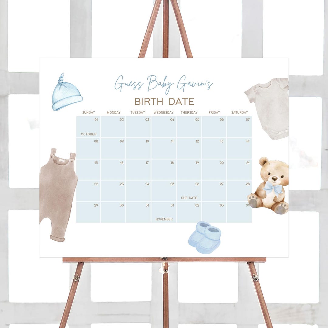 Editable Boho Baby Clothesline Baby Shower Due Date Calendar, A Sweet ...