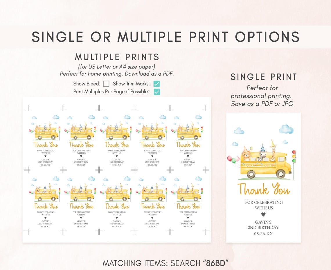 Editable School Bus Birthday Favor Tag, Yellow Bus Birthday Gift Tag ...