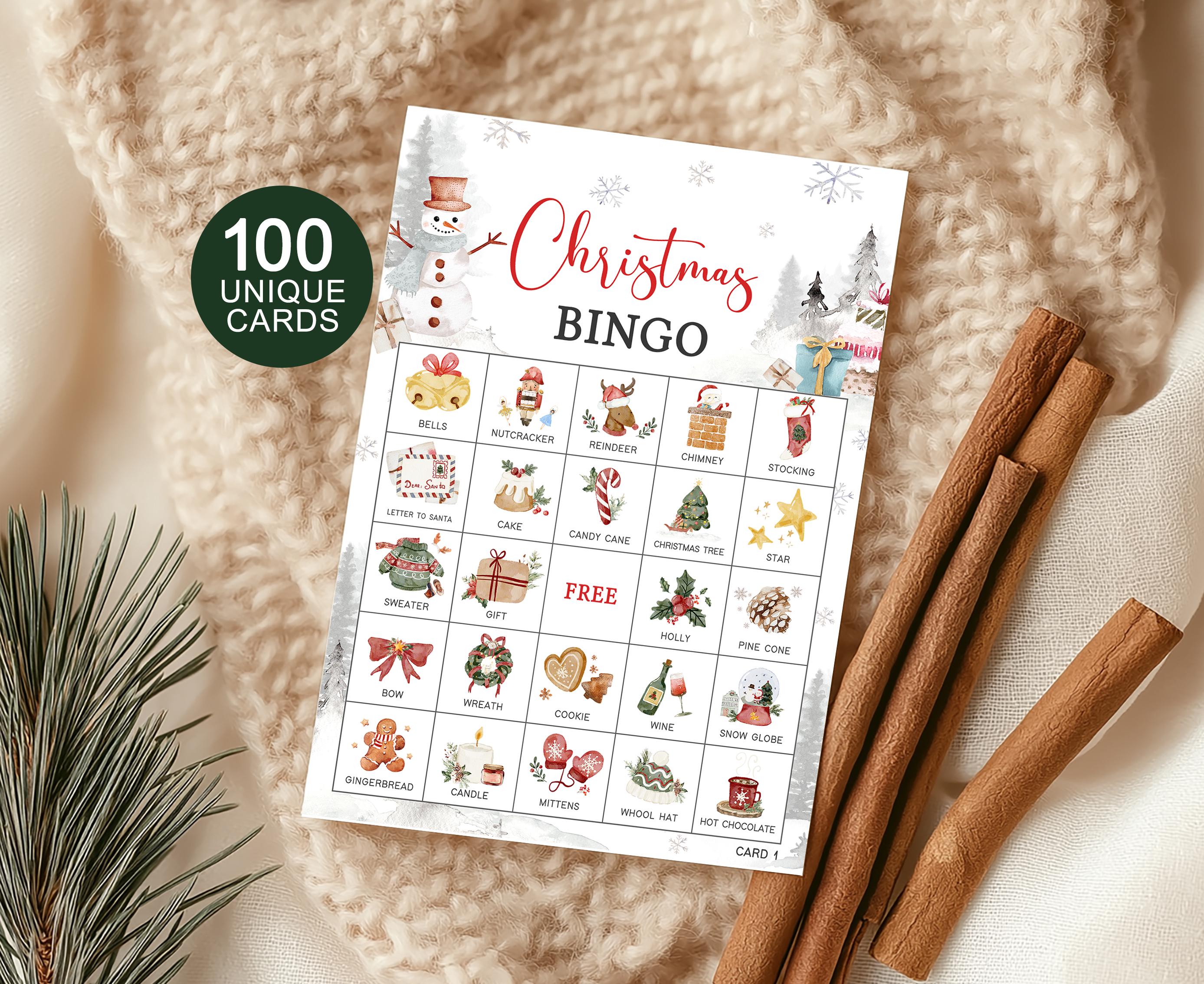 100 Christmas Bingo Cards, Christmas Bingo Game, Fun Christmas Games ...