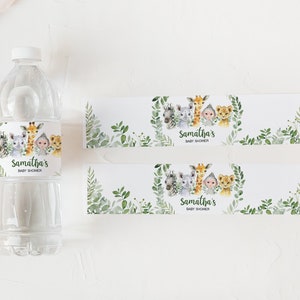 Editable Safari Baby Shower Bottle Label, Jungle Baby Shower Water ...