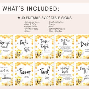 Editable Bee Baby Shower Table Sign, Oh Bee Baby Shower Bundle Sign ...
