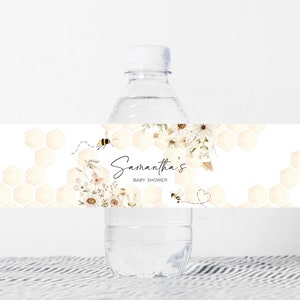 Editable Bee Baby Shower Bottle Label, Gender Neutral Honey Bee Baby ...