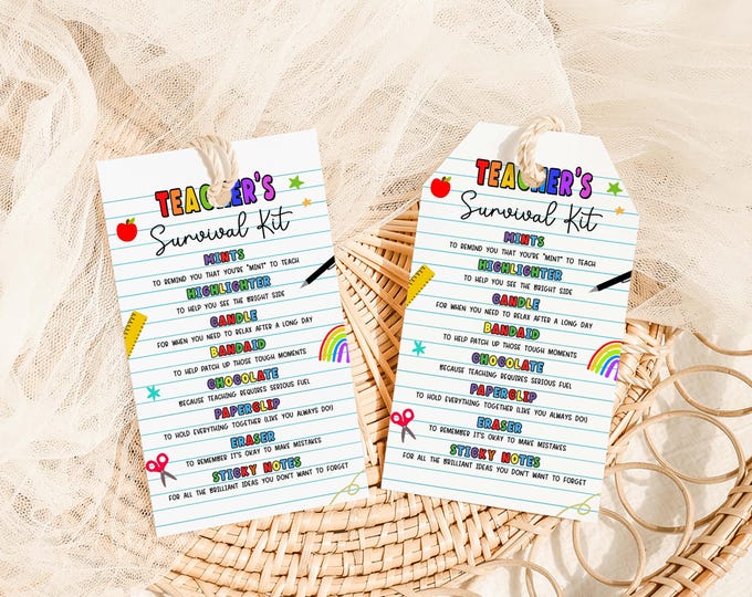 Teacher's Survival Kit Gift Tag, Editable Appreciation Week Gift Tag ...