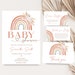Editable Boho Rainbow Baby Shower Invitation Bundle, Pink Pampas Grass ...