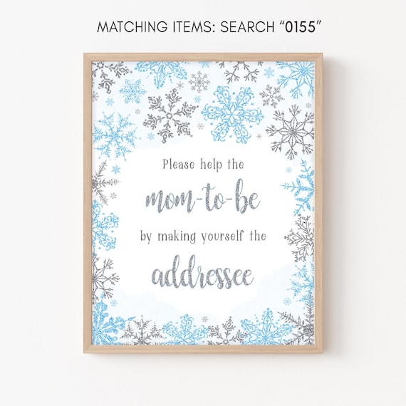 Envelope Station Sign Blue Snowflake Baby Shower Winter Baby - Etsy