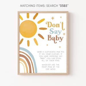 Don't Say Baby Sign Here Comes the Son Baby Shower Sunshine Baby Shower ...
