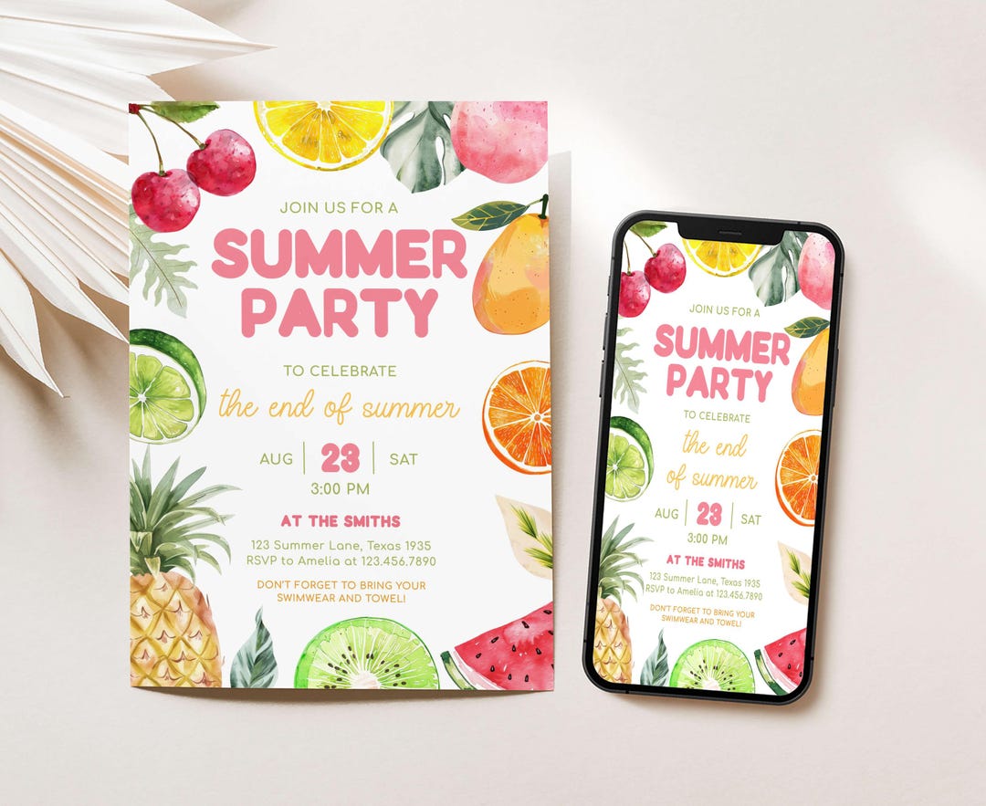 Editable End of Summer Party Invitation, Back to School Pool Party ...