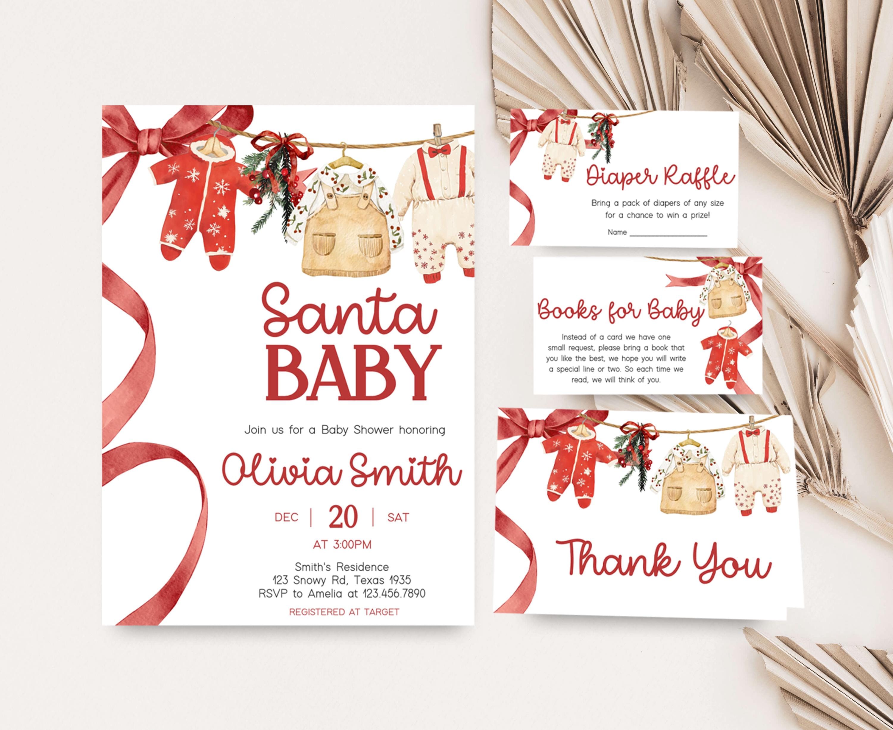 Editable Santa Baby Shower Invitation Bundle, Christmas Baby Laundry ...
