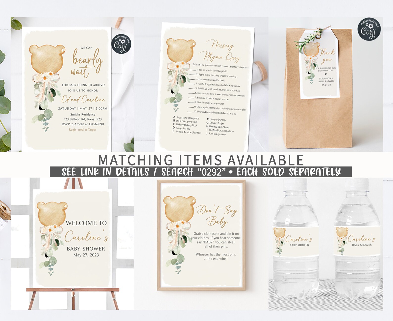 Editable Bear Baby Shower Bottle Label Teddy Bear Baby Shower Water ...