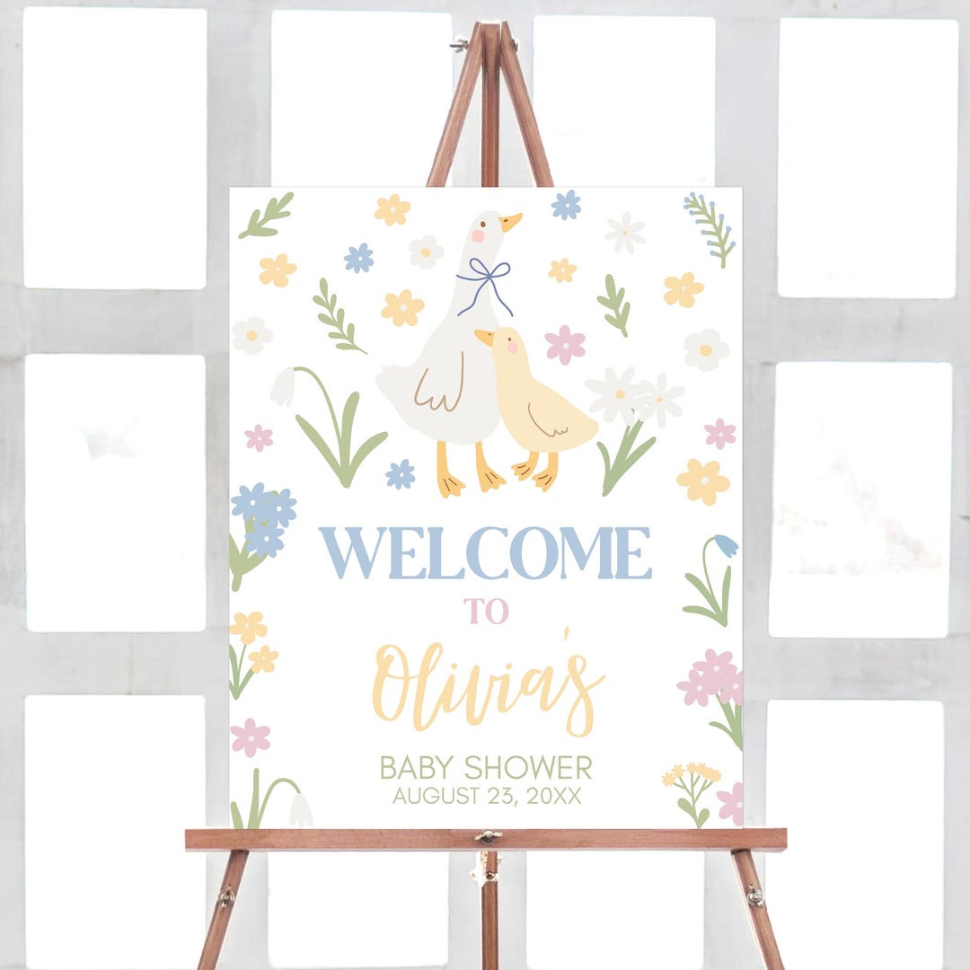 Editable Silly Goose Baby Shower Welcome Sign, Whimsical Silly Goose ...