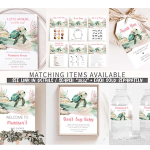 Editable Sea Turtle Baby Shower Bundle, Pink Under the Sea Baby Shower ...