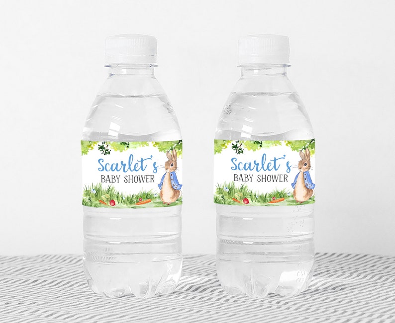 Editable Peter Rabbit Baby Shower Bottle Label Blue Bunny Baby - Etsy
