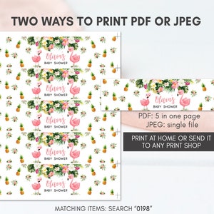 Editable Flamingo Baby Shower Water Bottle Labels Tropical Baby Shower ...