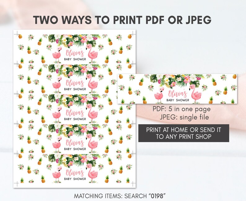 Editable Flamingo Baby Shower Water Bottle Labels Tropical - Etsy