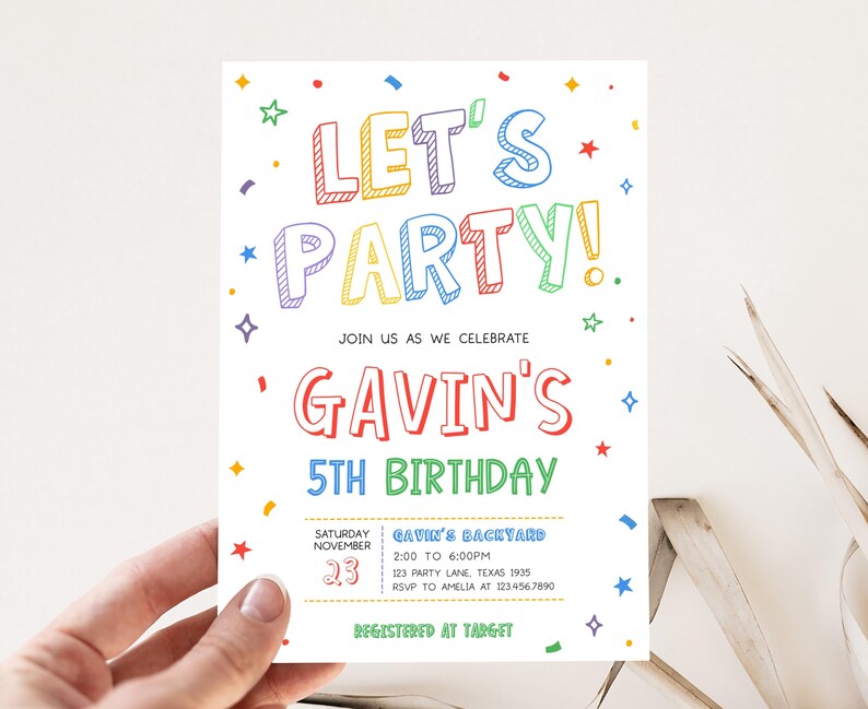 Editable Simple Birthday Invitation, Fun Birthday Party Invitation ...