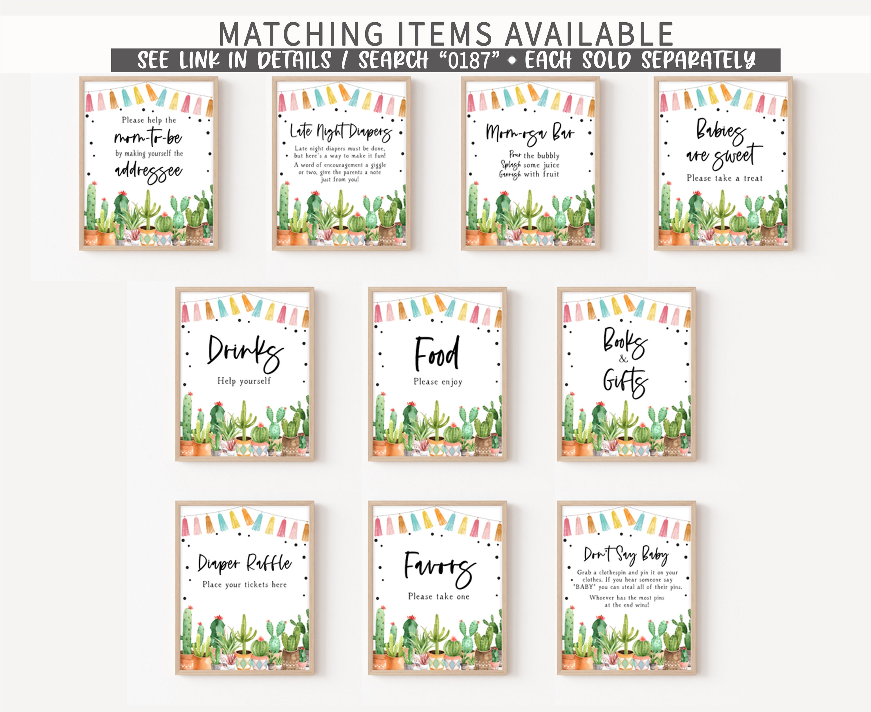 Editable Fiesta Cactus Baby Shower Invitation Set Taco Bout | Etsy