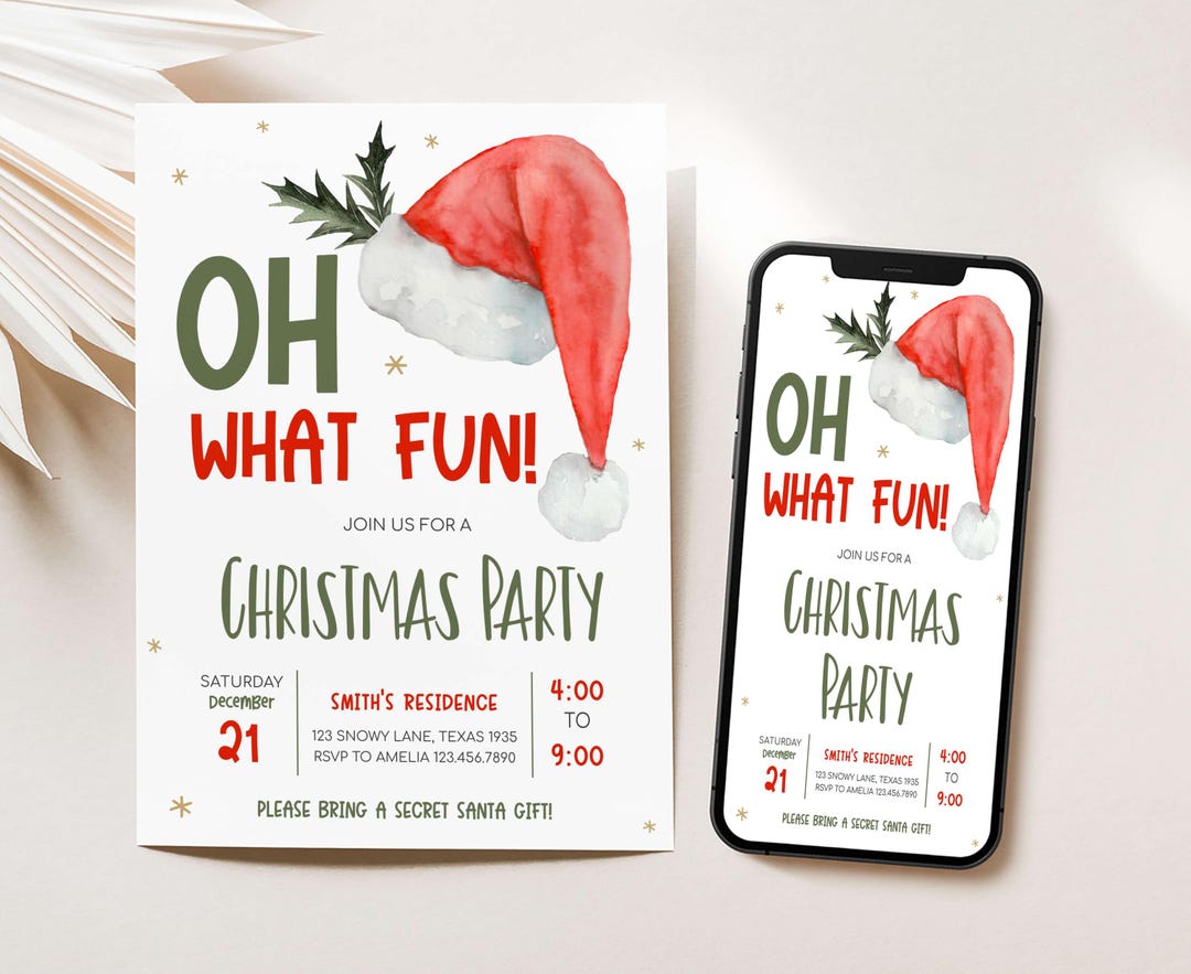 Editable Kids Christmas Party Invitation, Oh What Fun Holiday Party ...