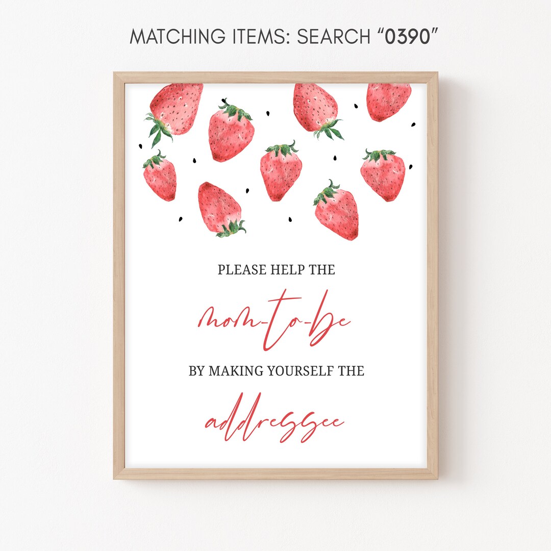 Envelope Station Sign Strawberry Baby Shower, Berry Sweet Baby Shower ...