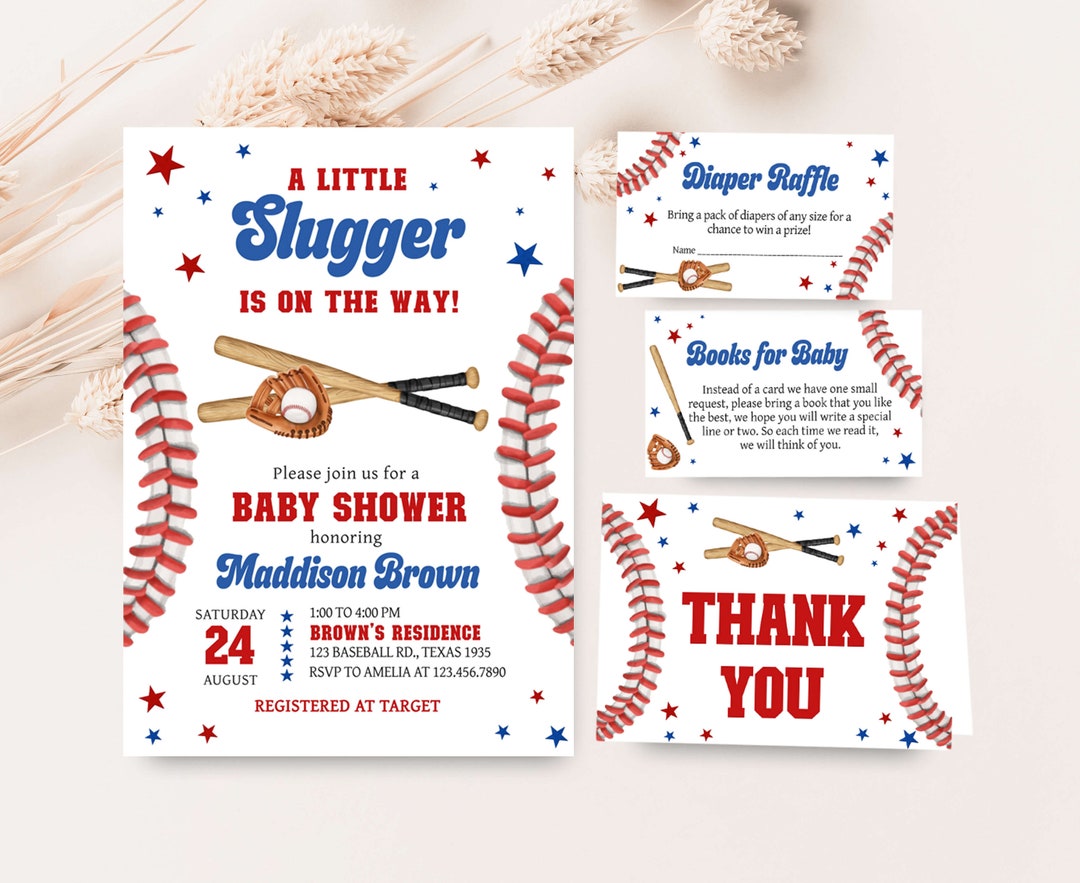 Editable Baseball Baby Shower Invitation Bundle, Sports Boy Baby Shower ...