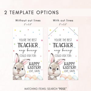 Editable Teacher Gift Tags, You're the Best Teacher Any Bunny Could Ask ...