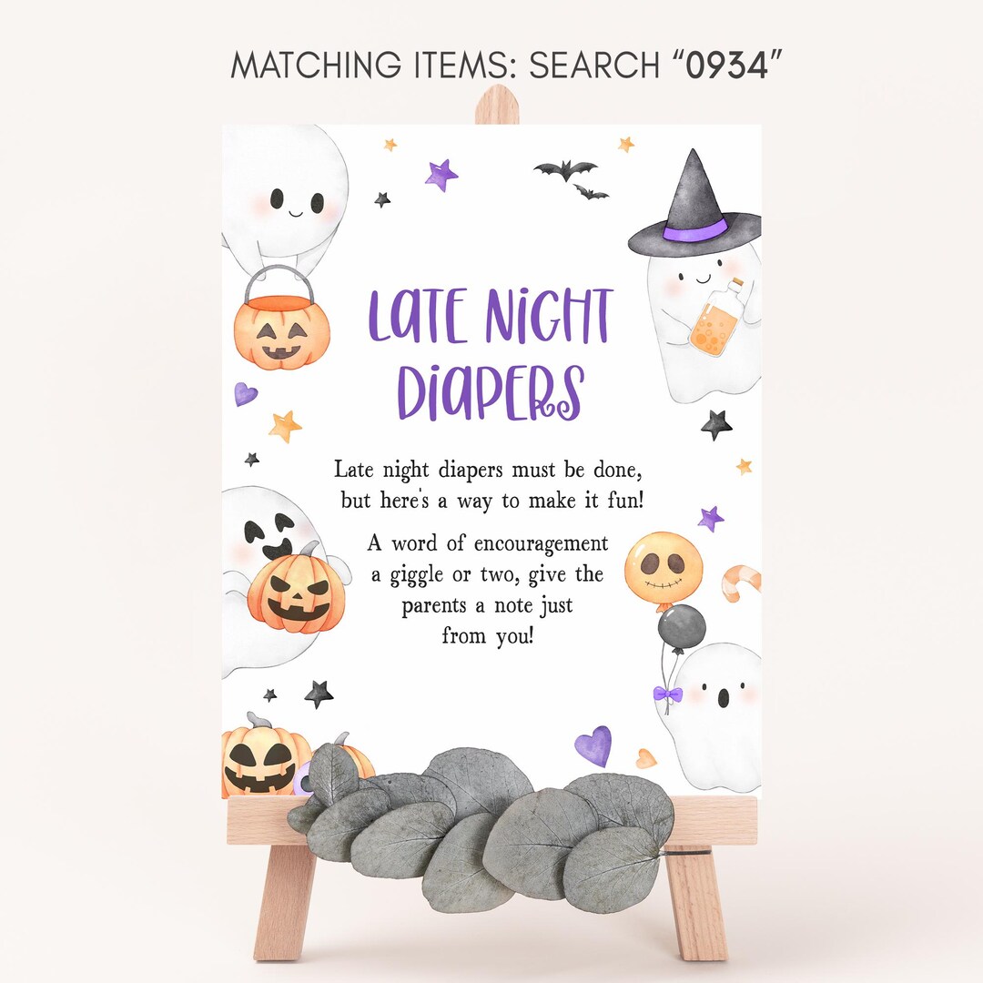 Late Night Diapers Sign Purple A Little Boo Baby Shower, Ghost ...