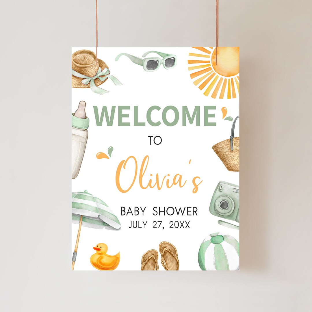 Editable Splish Splash Baby Shower Welcome Sign, Summer Beach Baby ...
