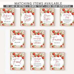 Editable Strawberry Baby Shower Welcome Sign, Berry Sweet Baby Shower ...