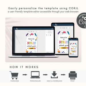 Editable Here's to A Bright School Year Tag, First Day of School Gift ...