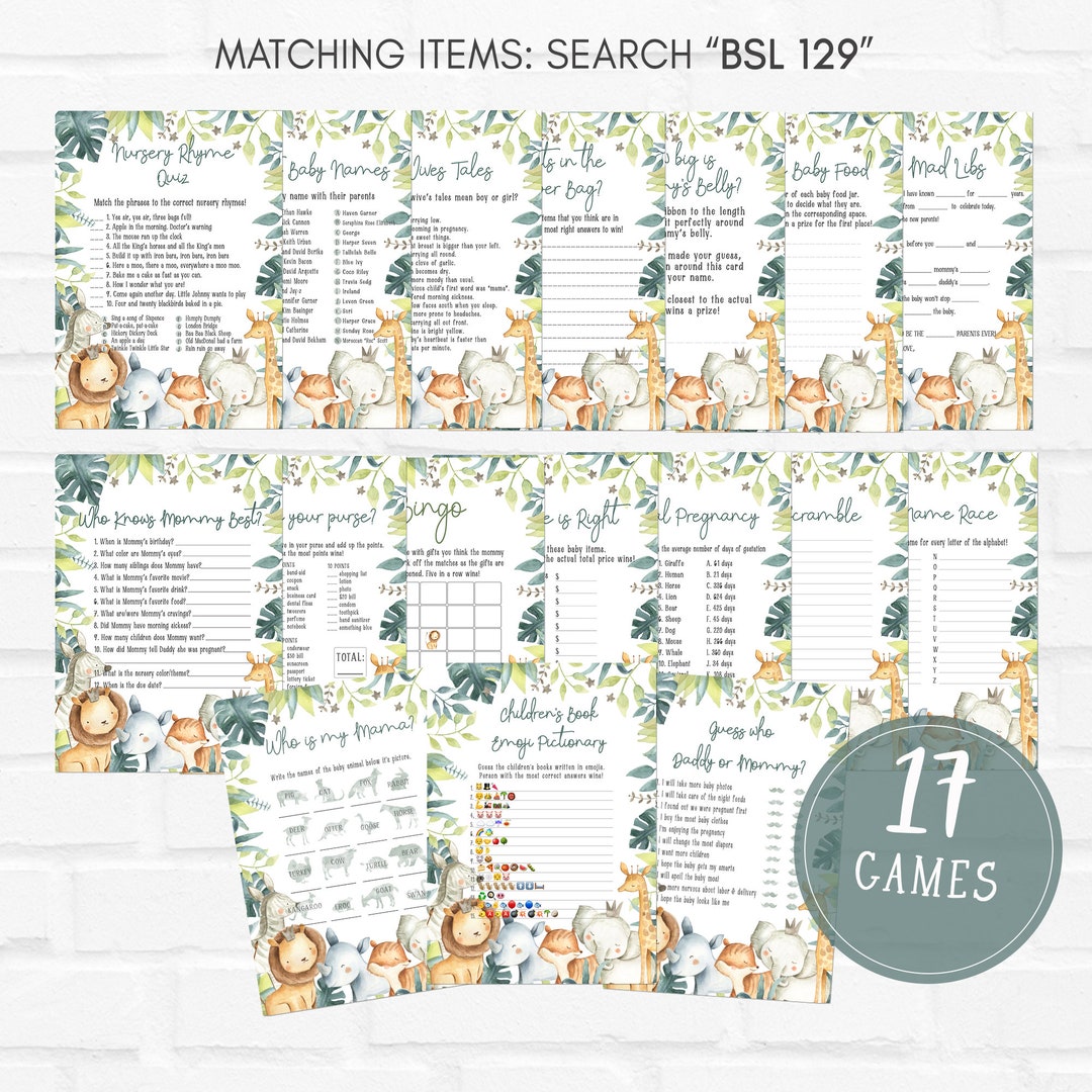 Virtual Baby Shower Games, Safari Virtual Baby Shower Games, Jungle ...