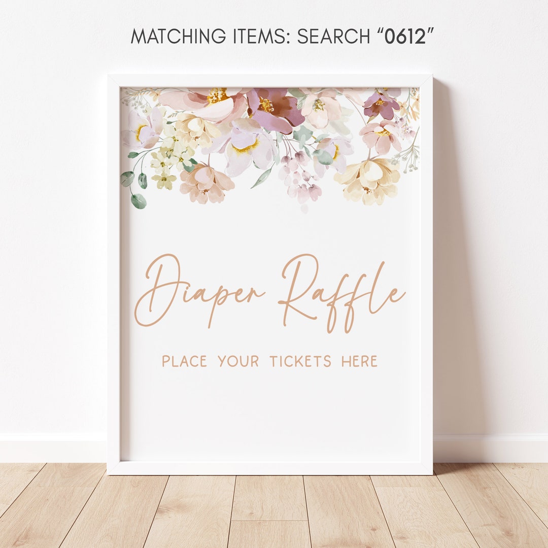Diaper Raffle Signs Baby in Bloom Baby Shower, Spring Baby Shower ...