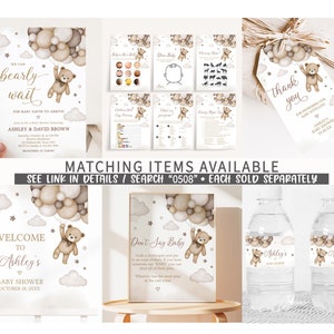 Editable Sign Gender Neutral Bear Baby Shower Games Bundle, We Can Bearly Wait Baby Shower Game ...