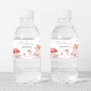 Editable A Little Fairy Baby Shower Bottle Label, Enchanted Forest ...