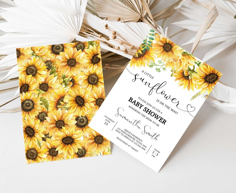 Editable Sunflower Baby Shower Invitation Bundle, Sunflowers Girl ...
