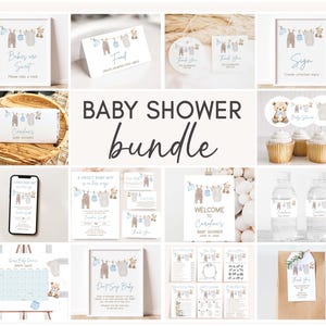 Editable Boho Baby Clothesline Baby Shower Bundle, A Sweet Baby Boy ...