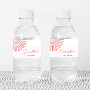 Editable Sunshine Baby Shower Bottle Label, Girl Sun Baby Shower Water ...